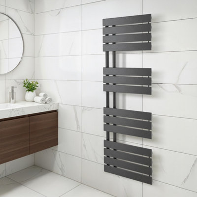 PLUM&CLAY TAURUS GUN GREY HEATED TOWEL RADIATOR RAIL (H)1400MM (W)550MM