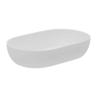 Plum&Clay Titan Matt White Stone Rectangular Counter Top Basin (W)550mm ...