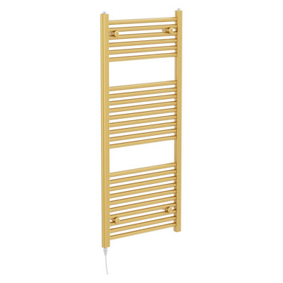 PLUM&CLAY TRITON GOLD ELECTRIC HEATED TOWEL RADIATOR RAIL (H)1200MM (W ...