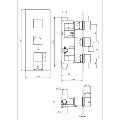 Buy Plum&Clay Venus Chrome Concealed Thermostatic Shower Valve With ...