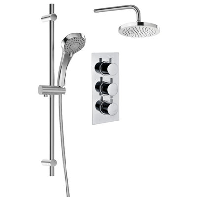 Plum&Clay Venus Double Outlet Valve with Round Shower Head & Slide Rail Kit