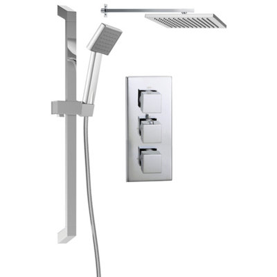 Plum&Clay Venus Double Outlet Valve with Square Shower Head & Slide ...