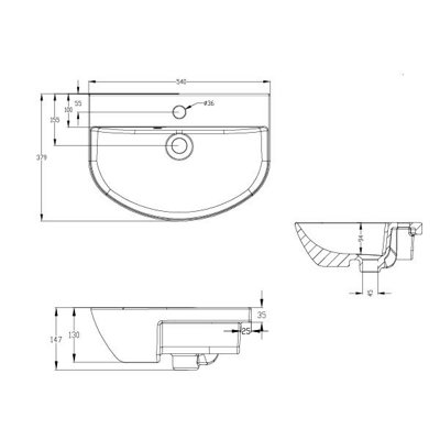 Plum&Clay Verona White Ceramic Short Projection Bathroom Semi Recessed ...