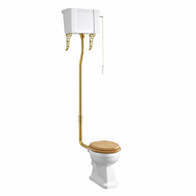 Plum&Clay Violet Traditional High Level Toilet with Cistern & Gold Pipe ...