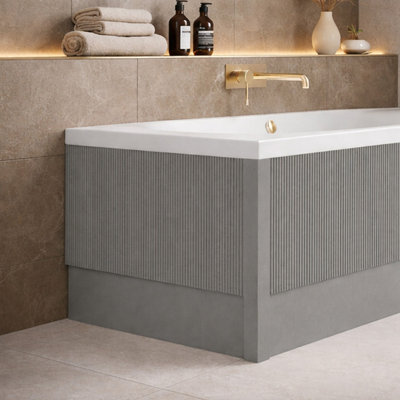 Plum&Clay Zion Fluted Grey End Bath Panel (W)800mm