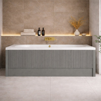 Plum&Clay Zion Fluted Grey Front Bath Panel (W)1800mm