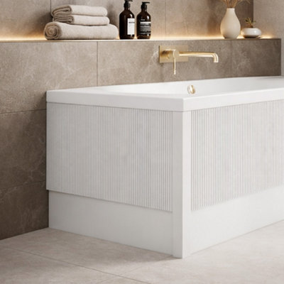 Plum&Clay Zion Fluted White End Bath Panel (W)800mm