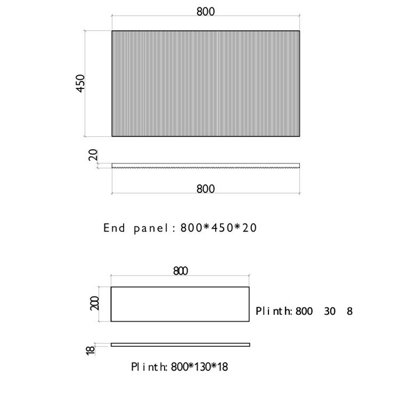 Plum&Clay Zion Fluted White End Bath Panel (W)800mm