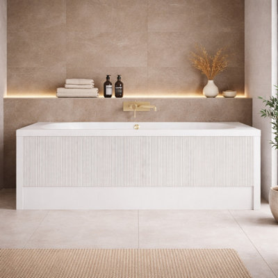Plum&Clay Zion Fluted White Front Bath Panel (W)1800mm