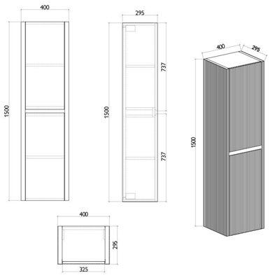 Plum&Clay Zion Fluted White Wall Mounted Bathroom Tall Storage Unit