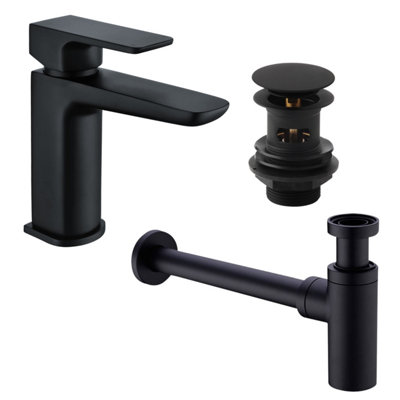 Plum&Clay Zoia Black Basin Mono Tap Package Inc Waste & Bottle Trap