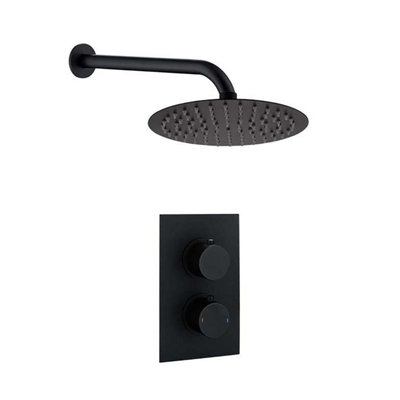 Plum&Clay Zoia Black Single Outlet Thermostatic Valve with Round ...