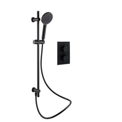 Plum&Clay Zoia Black Single Outlet Thermostatic Valve with Round ...