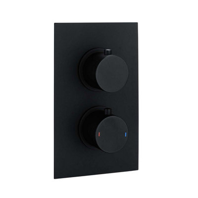 Plum&Clay Zoia Black Single Outlet Thermostatic Valve with Round ...