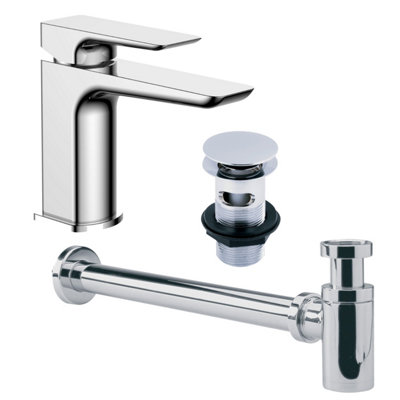 Plum&Clay Zoia Chrome Basin Mono Tap Package Inc Waste & Bottle Trap