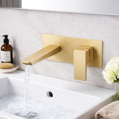 Plum&Clay Zoia Gold Wall Mounted Mixer Basin Tap