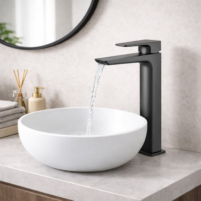 Plum&Clay Zoia Gun Grey Tall Basin Mono Mixer Tap