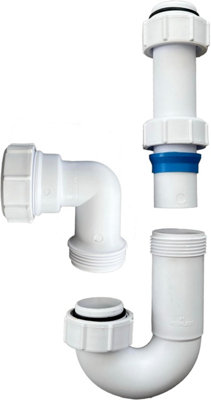 PlumbEZ Adjustable Swivel P Trap with Anti-Slip Ring, Telescopic Sink ...