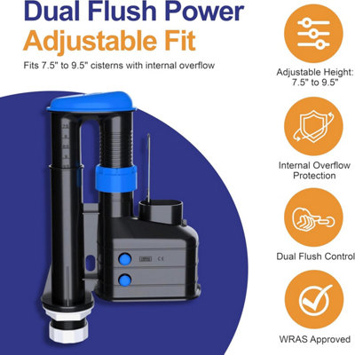 PlumbEZ Dual Flush Toilet Syphon Adjustable 7.5" to 9.5" with Internal ...
