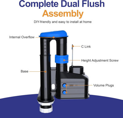 PlumbEZ Dual Flush Toilet Syphon Adjustable 7.5" to 9.5" with Internal Overflow - WRAS Approved ...