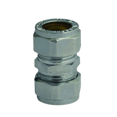 Plumbright Compression Straight Coupling 22mm Chrome Plated G31022CP