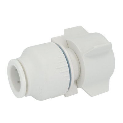 Plumbright White Plastic Push-Fit 15mm x 3/4" BSP Tap Swivel Union ...