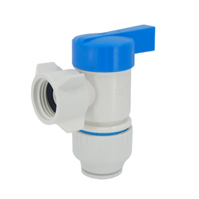 Plumbright White Plastic Push-Fit Service Tap ValveAngled 15mm x 1/2 ...
