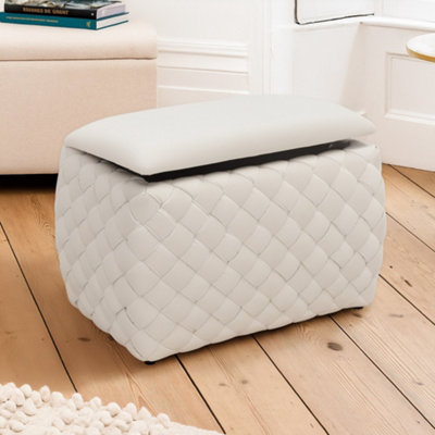 Plumeo Velvet Storage Ottoman - Cream