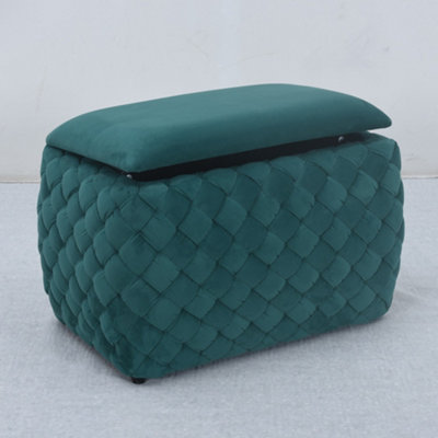 Plumeo Velvet Storage Ottoman - Dark Green