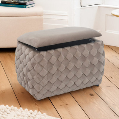 Plumeo Velvet Storage Ottoman - Mole