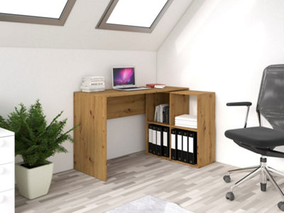 Plus Desk with Malax 2X2 Shelf Artisan Oak