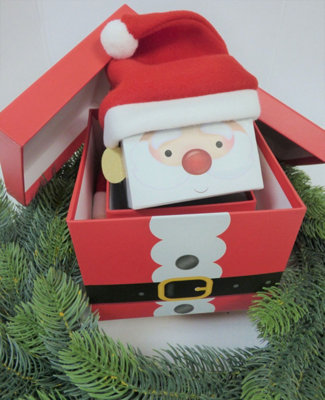 Plush Christmas Gift Boxes Santa 3 Stacking Storage Boxes