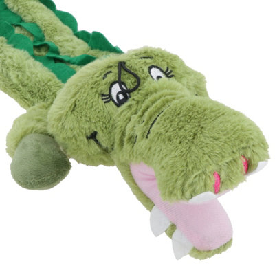 Plush Super Soft Unstuffed Wild Crinkler Alligator Dog Toy With Squeak ...