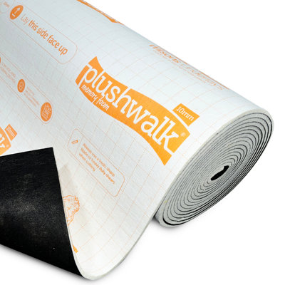Plushwalk 10mm PU Foam Carpet Underlay 15m2 (11m x 1.37m Roll) Memory ...