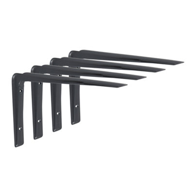 Pluto GREY Metal Steel Shelf Wall Brackets 150mm x 220mm x 25mm - 8 pack