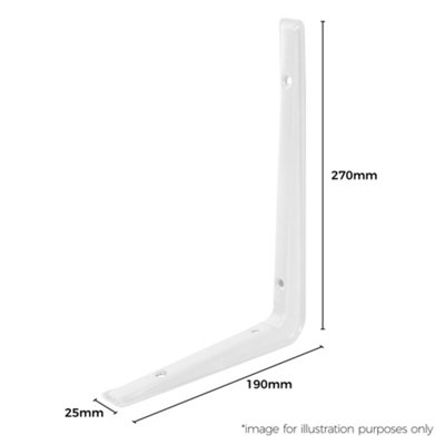 Pluto WHITE Metal Steel Shelf Wall Brackets 190mm x 270mm x 25mm - 4 pack