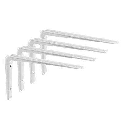 Pluto WHITE Metal Steel Shelf Wall Brackets 82mm x 120mm x 25mm - 16 pack