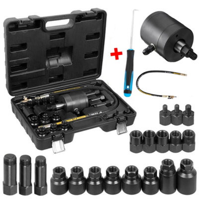 Pneumatic Injector Puller Remover Tool Set with 19 Adapters & Case