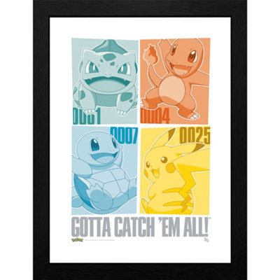 Pokémon Pikachu & Kanto Starters 30 x 40cm Framed Collector Print | DIY ...