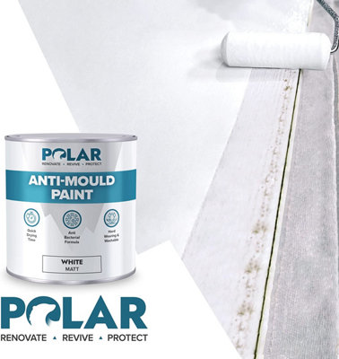 Polar Anti Mould Paint, 500ml - Brilliant White Matt Finish - Prevent ...