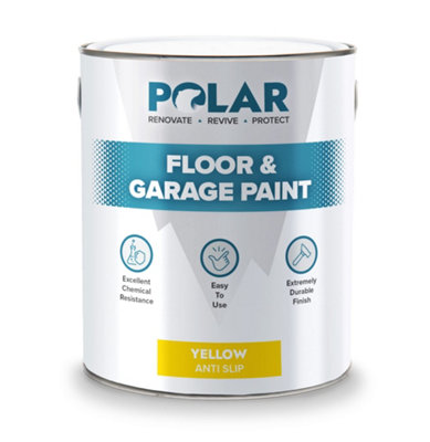 Polar Anti Slip Yellow Garage Floor Paint - 5 Litres Hard Wearing ...