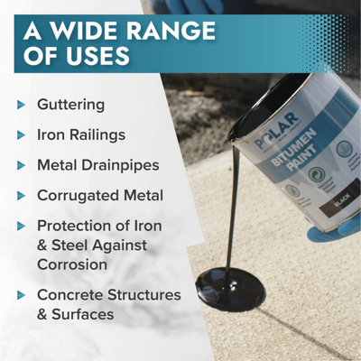 Polar Black Bitumen Seal Paint 5KG - Ideal for Leaks, Cracks & Pitched ...