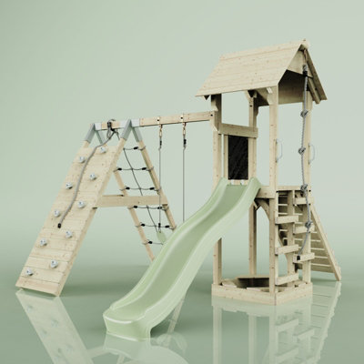 PolarPlay Tower Kids Wooden Climbing Frame with Swing and Slide - Climb ...