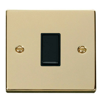 Polished Brass 10A 1 Gang 2 Way Light Switch - Black Trim - SE Home