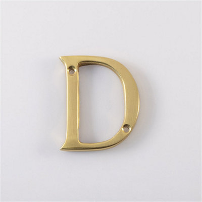 Polished Brass Door Letter D - 53mm Height 4mm Depth House Letter ...
