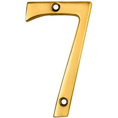 Polished Brass Door Number 7 75mm Height 4mm Depth House Numeral Plaque ...