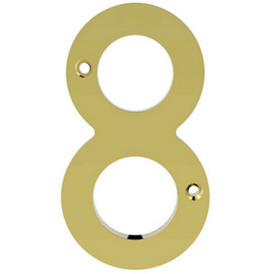 Polished Brass Door Number 8 75mm Height 4mm Depth House Numeral Plaque ...