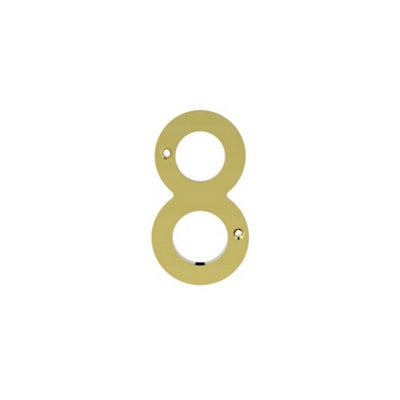 Polished Brass Door Number 8 75mm Height 4mm Depth House Numeral Plaque