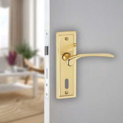 Polished Brass, Keyhole, Set of 4 - URFIC Como Dual Lever Door Handles