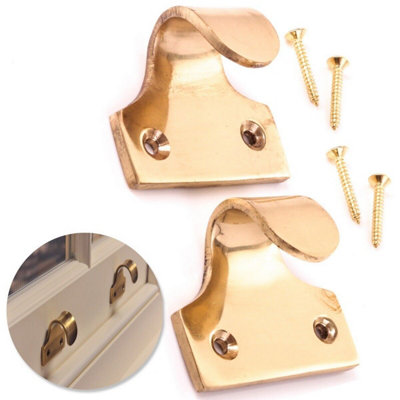 POLISHED BRASS SASH WINDOW LIFTS 2 PACK